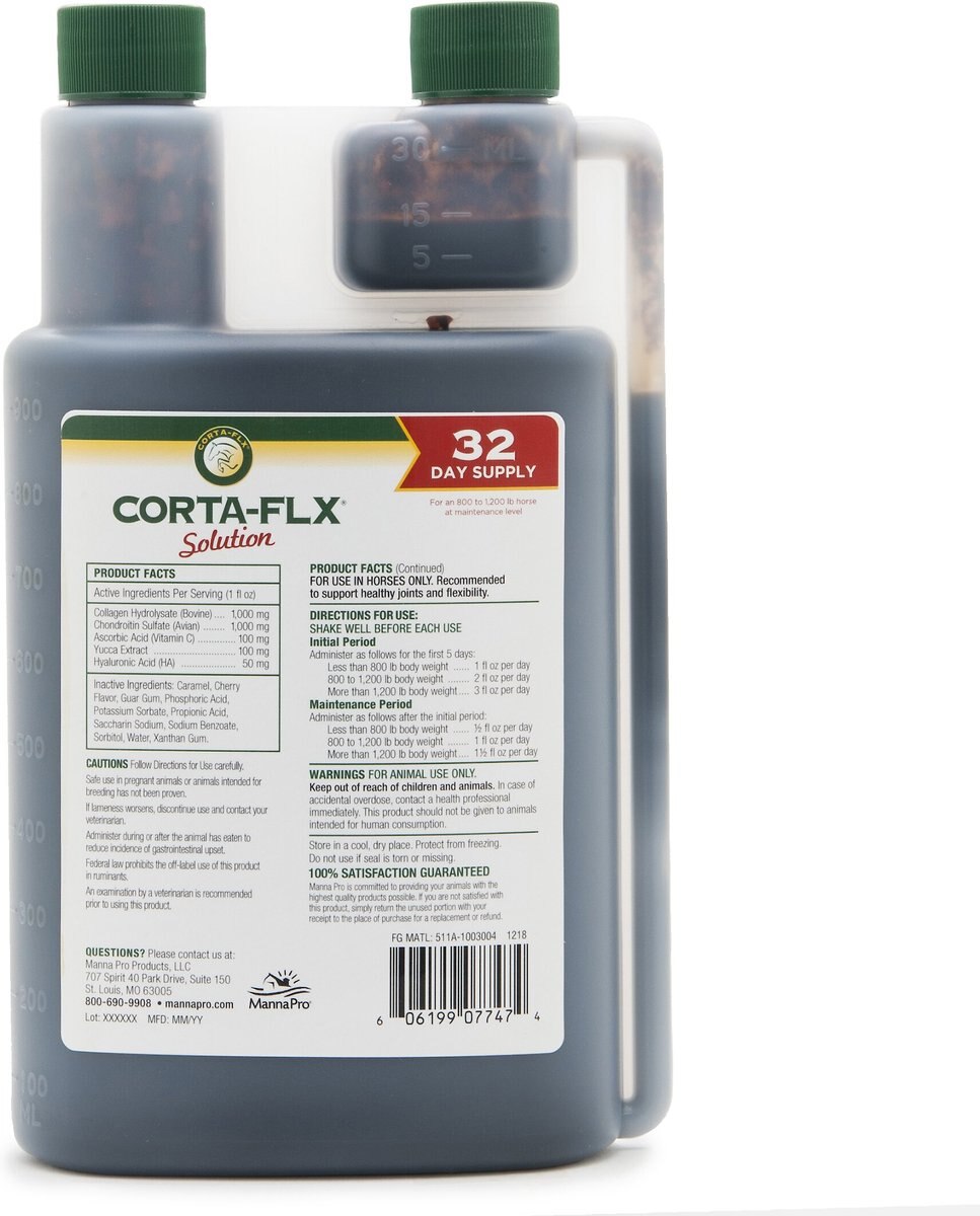 CORTA-FLX Solution Joint & Connective Tissue Support Horse Supplement, 1-qt bottle - Chewy.com