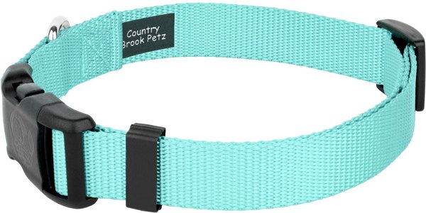 COUNTRY BROOK DESIGN American Made Deluxe Nylon Dog Collar, Light Cyan ...