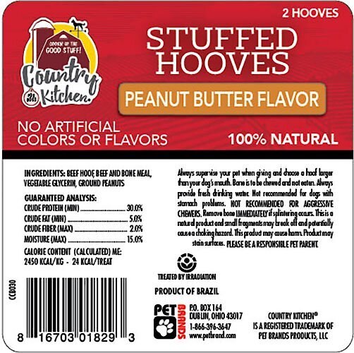 COUNTRY KITCHEN Stuffed Hooves Peanut Butter Flavor Dog Treat, 2 count ...