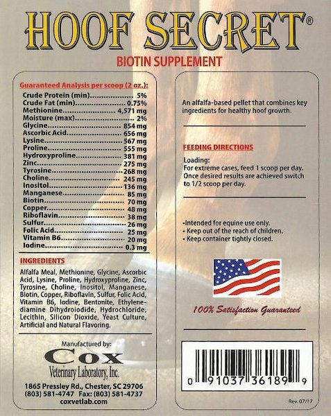 COX VET LAB Hoof Secret Pellets Horse Supplement, 9-lb bag - Chewy.com