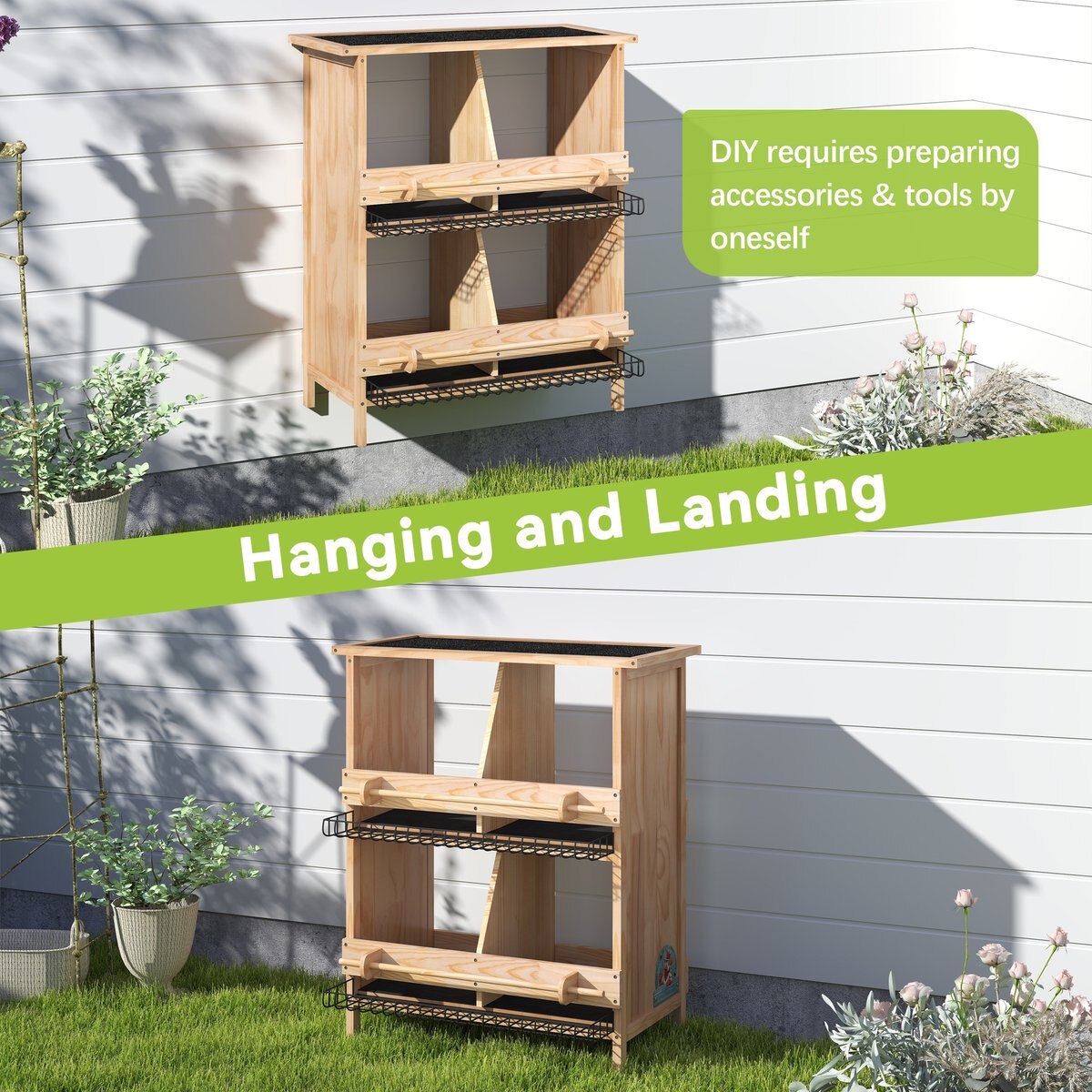 COZIWOW 2-Tier Wooden Chicken Nesting Box for Hens - Chewy.com