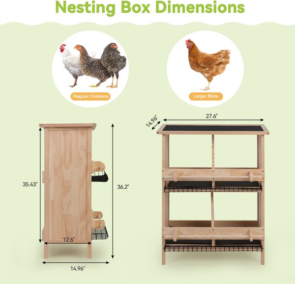 COZIWOW 2-Tier Wooden Chicken Nesting Box for Hens - Chewy.com