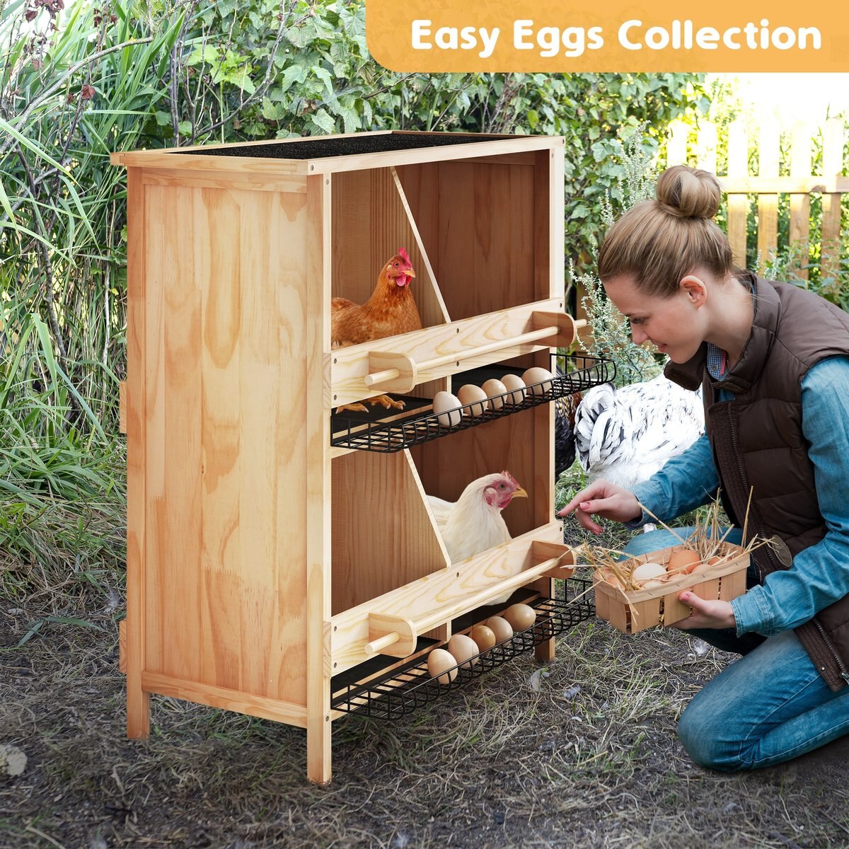 COZIWOW 2-Tier Wooden Chicken Nesting Box for Hens - Chewy.com