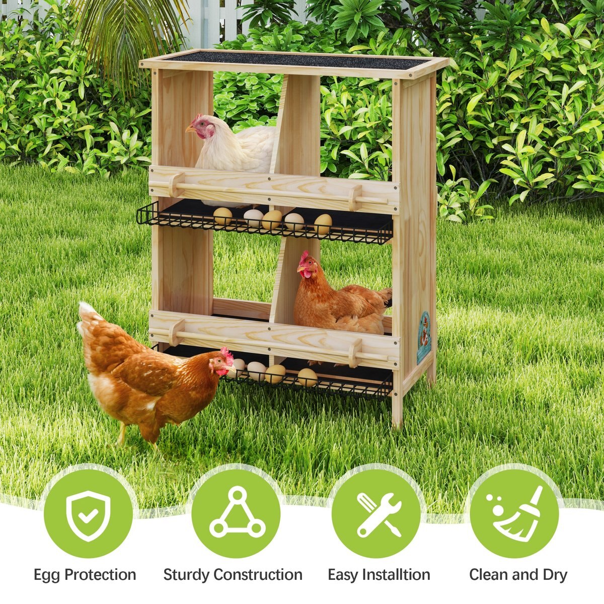 COZIWOW 2-Tier Wooden Chicken Nesting Box for Hens - Chewy.com