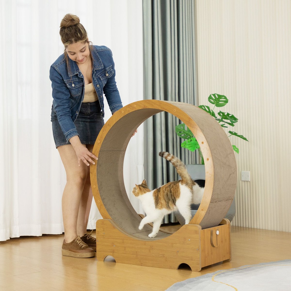 COZIWOW 30-in Cat Exercise Wheel Treadmill, Two-sided Cardboard, Brown ...