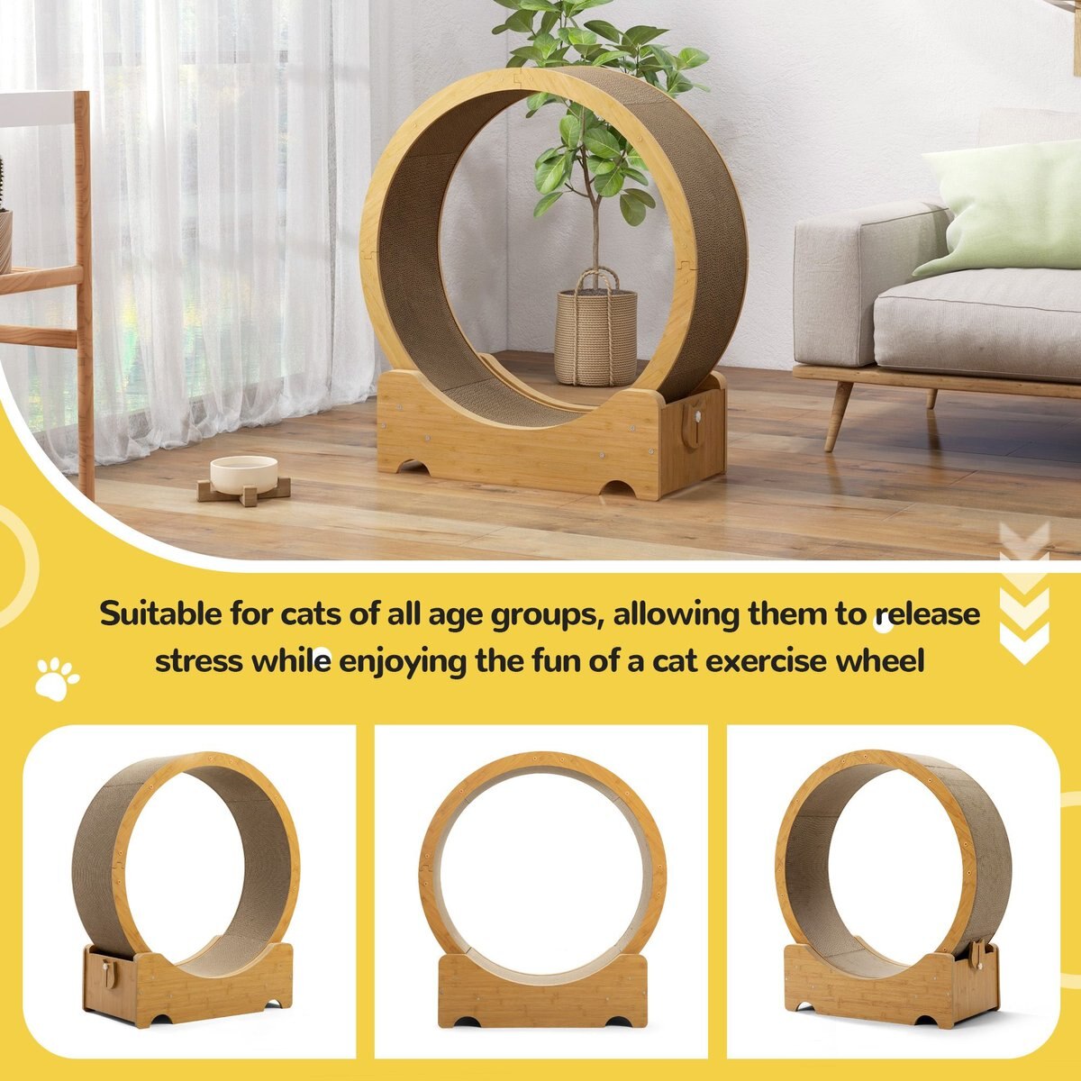 COZIWOW 30-in Cat Exercise Wheel Treadmill, Two-sided Cardboard, Brown ...