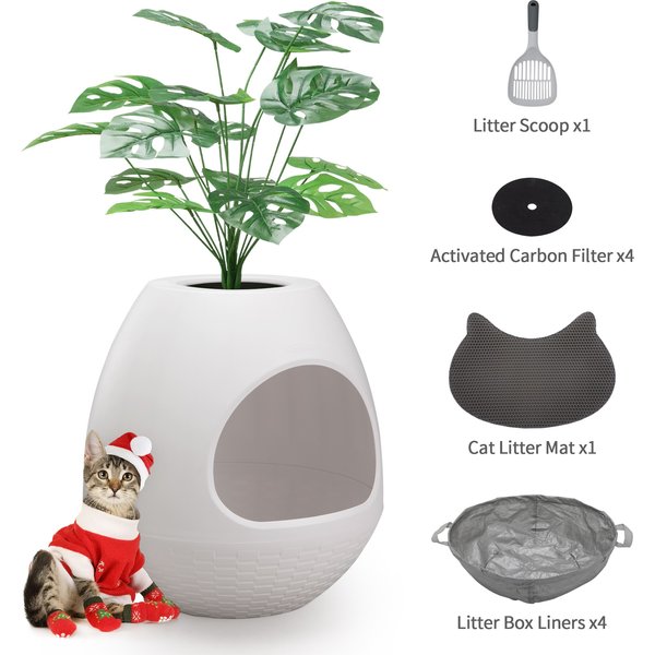 COZIWOW Artificial Plant Hidden Cat Litter Box Enclosure, Grey - Chewy.com