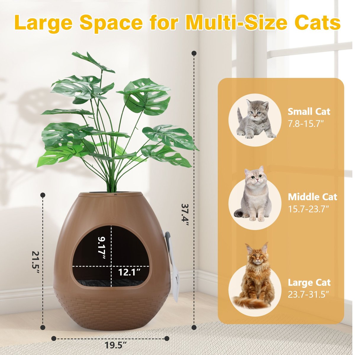 COZIWOW Cat Litter Box Plant Hidden with Smart Odor Removal System ...