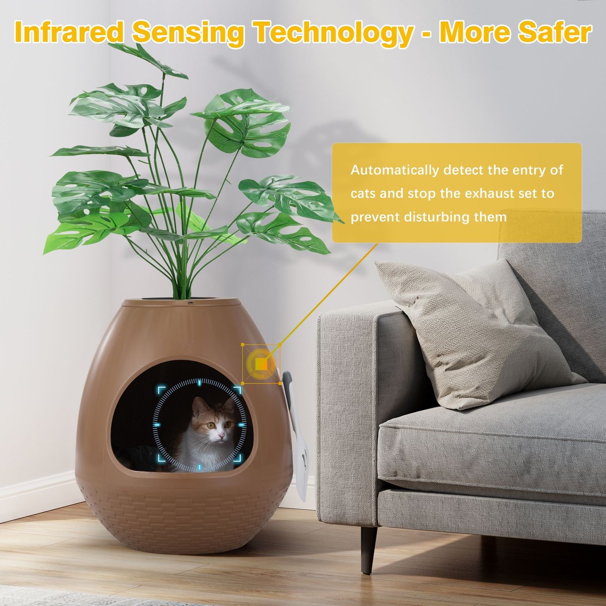 COZIWOW Cat Litter Box Plant Hidden with Smart Odor Removal System ...