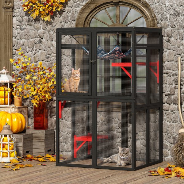 COZIWOW Catio Wooden Outdoor Cat House with Wheels, Gray - Chewy.com