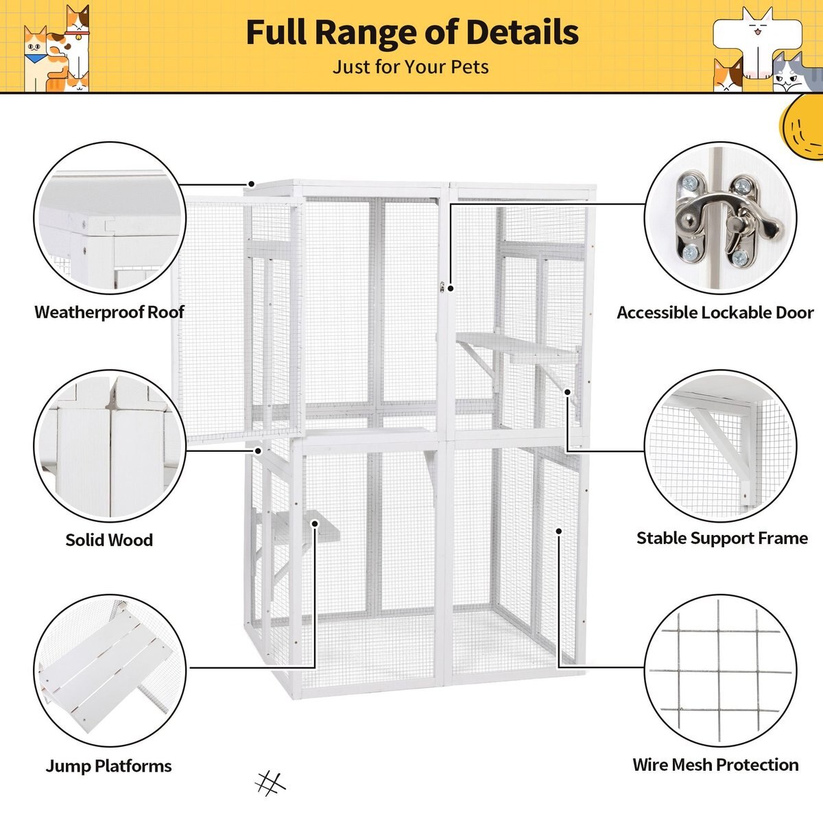 COZIWOW Catio Wooden Outdoor Cat Playpen, White - Chewy.com