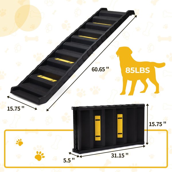 COZIWOW Foldable Dog Car Ramp with Stairs, Black, 61-in - Chewy.com