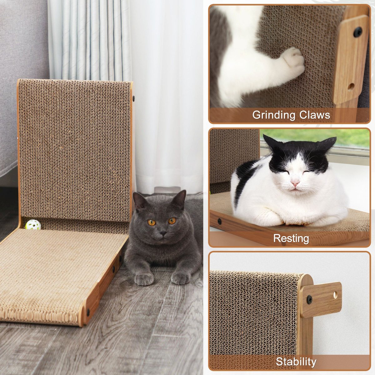 COZIWOW L-Shaped Cat Scratcher Toy, Walnut - Chewy.com