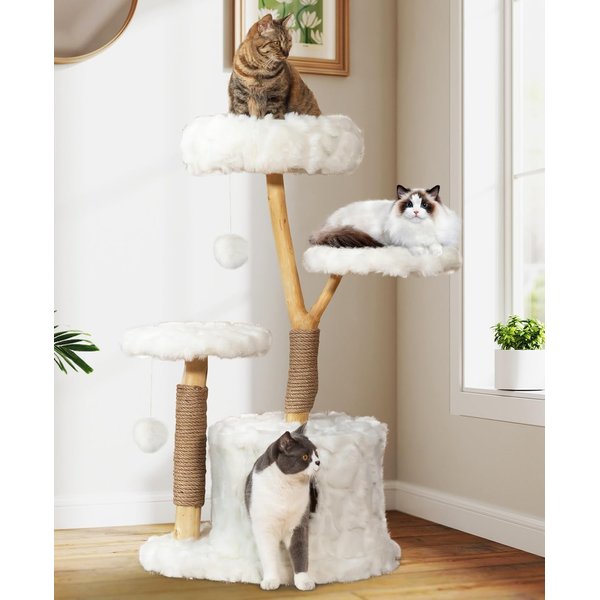 COZIWOW 42-in Real Branch Cat Tree, White - Chewy.com