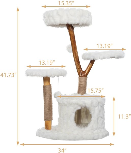 COZIWOW 42-in Real Branch Cat Tree, White - Chewy.com