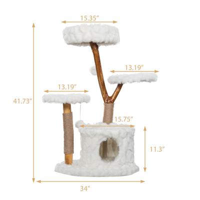 COZIWOW 42-in Real Branch Cat Tree, White - Chewy.com