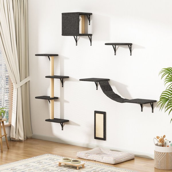 COZIWOW Wall Mounted Shelves Set Cat Tree, Black, 5-Pack - Chewy.com