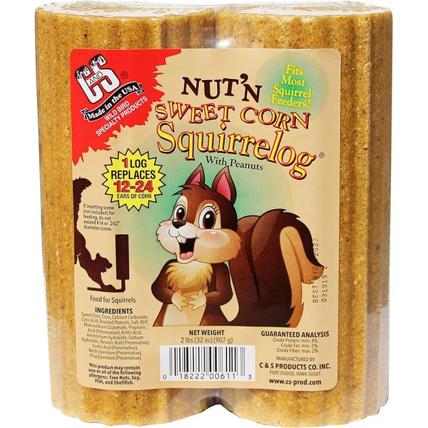 C&S Nut'n Sweet Corn Squirrelog Refill Squirrel Food, 32-oz - Chewy.com