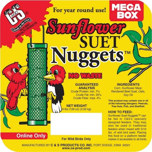 C&S Sunflower Suet Nuggets Wild Bird Food, 8-lb box - Chewy.com