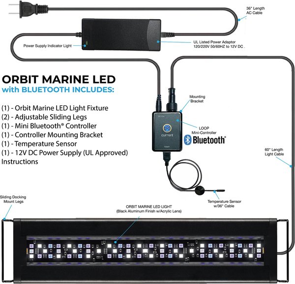 CURRENT USA Orbit Marine LED Aquarium Light, 36-48-in - Chewy.com