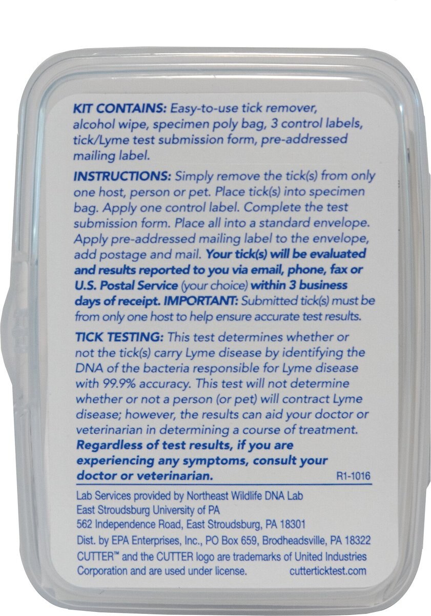 Discontinued - CUTTER Lyme Disease Tick Test Pet Kit - Chewy.com