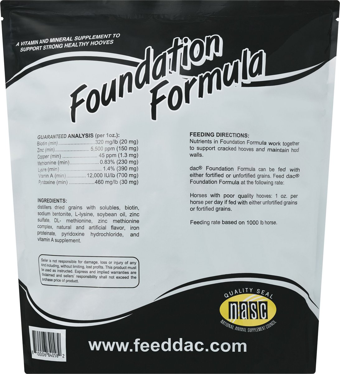 DAC Foundation Formula Hoof Health Powder Horse Supplement, 5-lb bucket ...