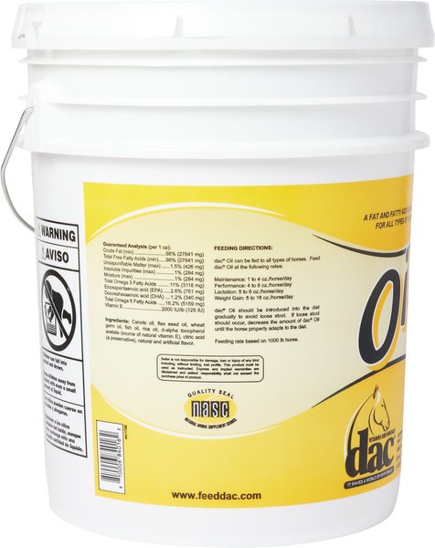 DAC Oil Fatty Acid Coat Health Liquid Horse Supplement, 38-lb bucket ...