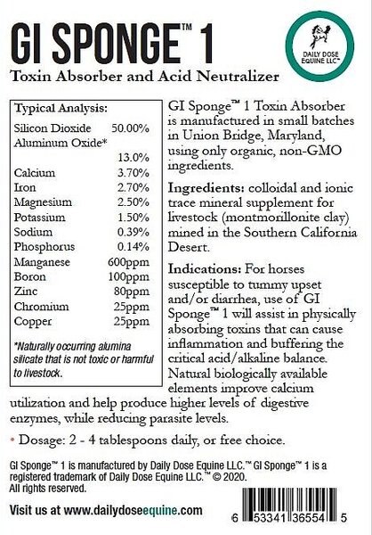 DAILY DOSE EQUINE GI Sponge 1 Toxin Absorber & Acid Neutralizer Powder ...