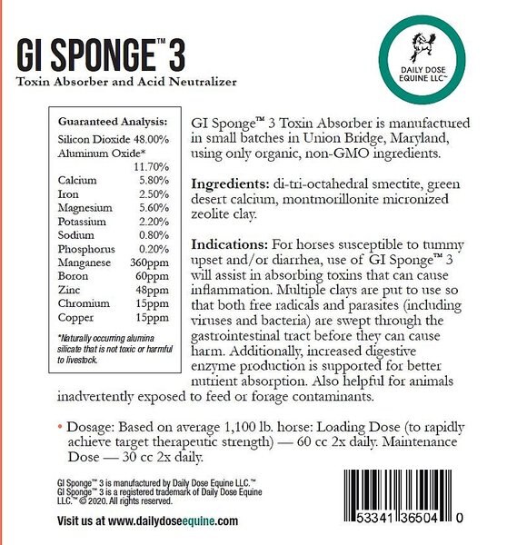 DAILY DOSE EQUINE GI Sponge 3 Toxin Absorber & Acid Neutralizer Powder ...