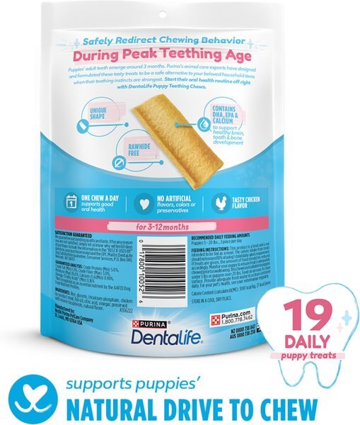DENTALIFE Chicken Flavored Puppy Teething Dental Chews, 19 count ...
