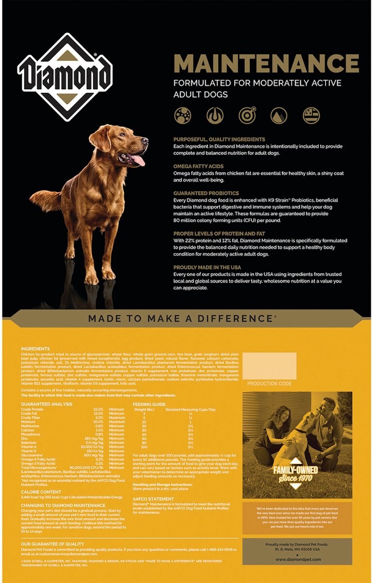 DIAMOND Maintenance Formula Adult Dry Dog Food, 40-lb bag, bundle of 2 ...