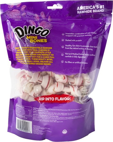 DINGO Mini Meat in the Middle Dog Rawhide Chews, 35 count - Chewy.com