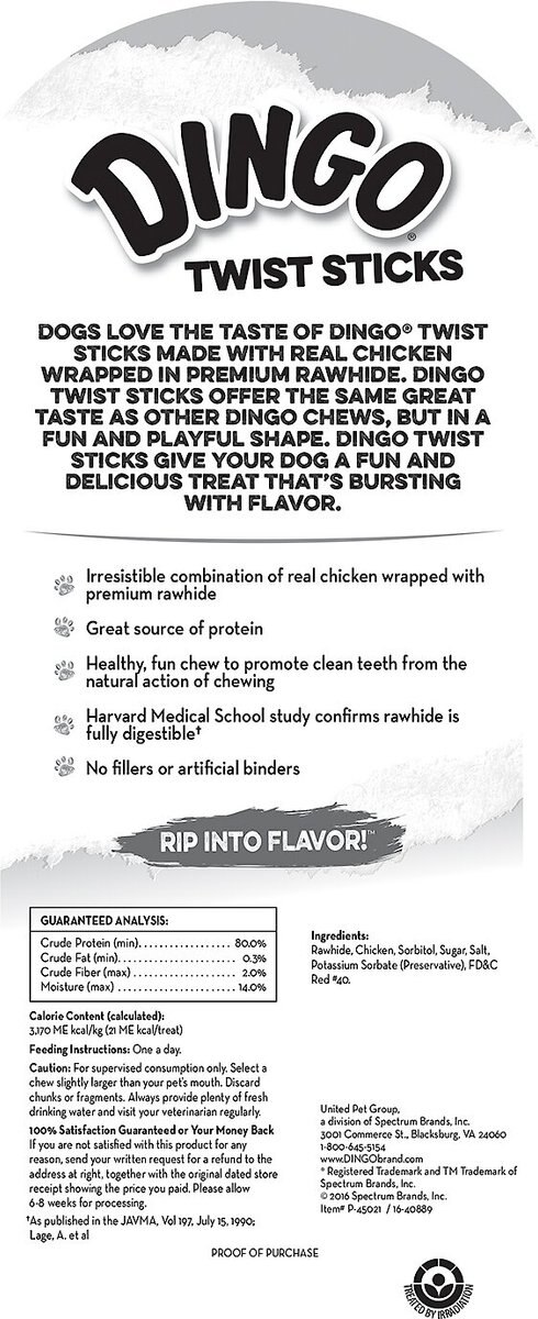 DINGO Twist Sticks Chicken Flavor Dog Treat, 10 count - Chewy.com