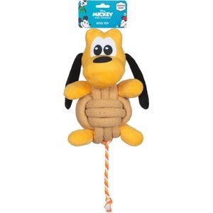 DISNEY CLASSICS Mickey & Friends Pluto Rope Ball Squeaky Plush Dog Toy ...