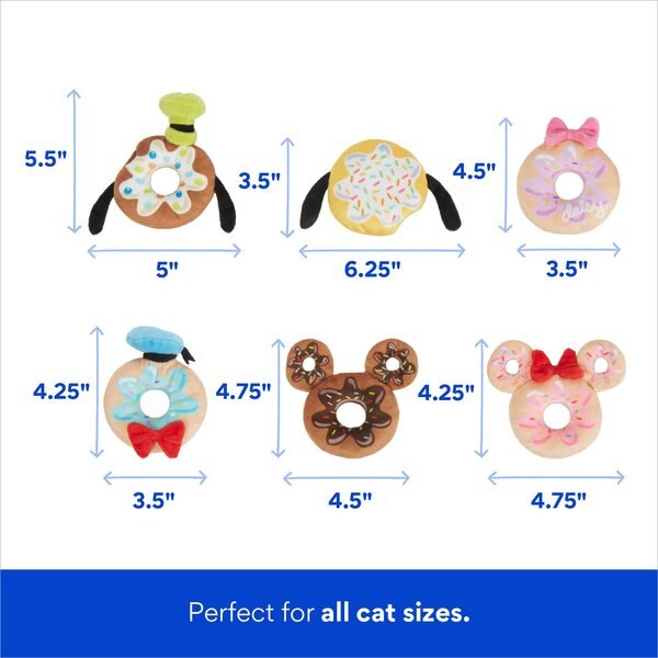 DISNEY Mickey & Friends Donuts Plush Cat Toy with Catnip, 6 count ...