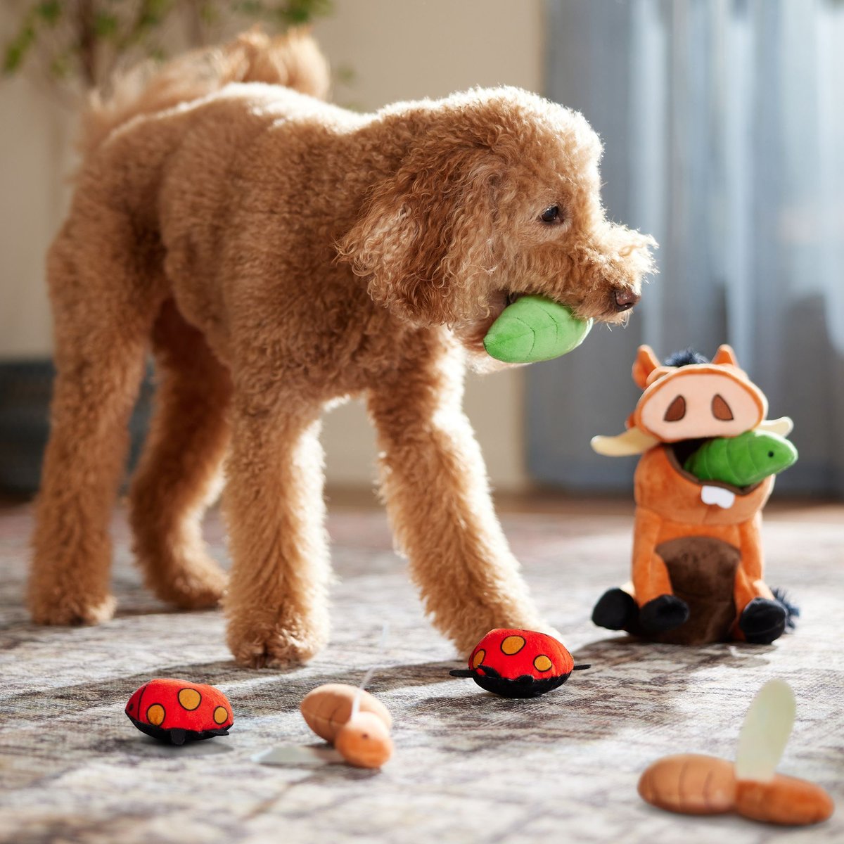 DISNEY Pumbaa Hide & Seek Puzzle Plush Squeaky Dog Toy, Small/Medium ...