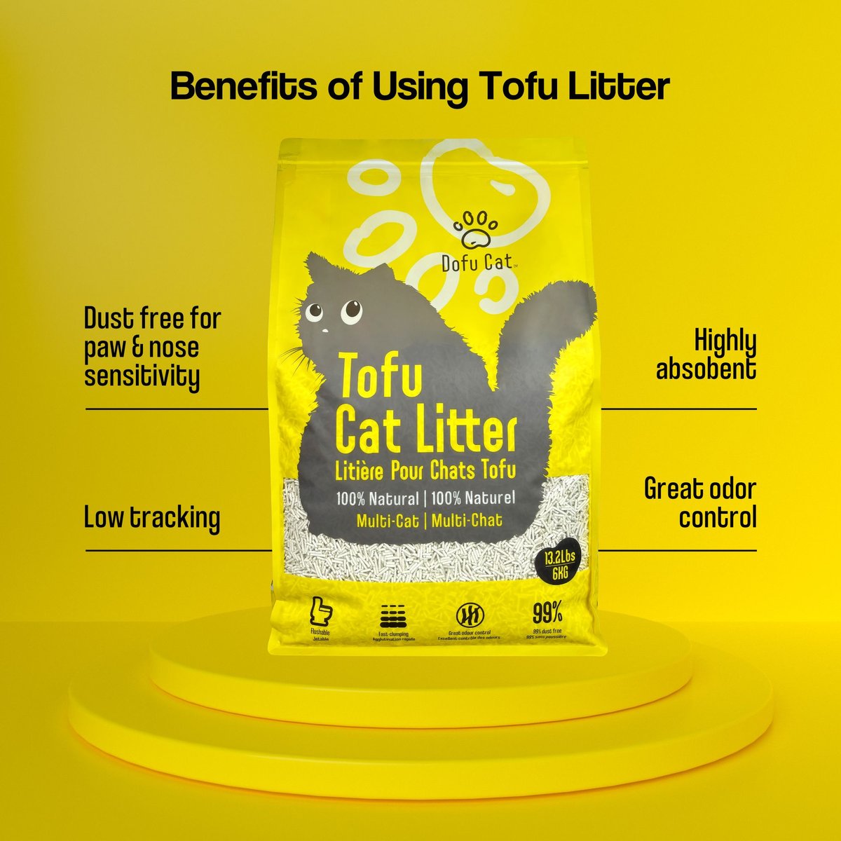DOFU CAT Unscented Clumping Tofu Multi-Cat Litter, 13.2-lb bag - Chewy.com
