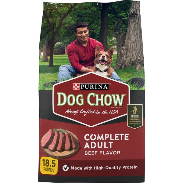 DOG CHOW Kibble Beef Flavor Complete Dry Dog Food, 18.5-lb bag - Chewy.com