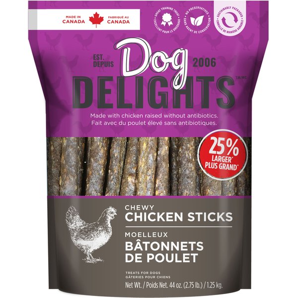DOG DELIGHTS Chewy Duck Sticks High-Protein Dog Treats, 44-oz bag ...