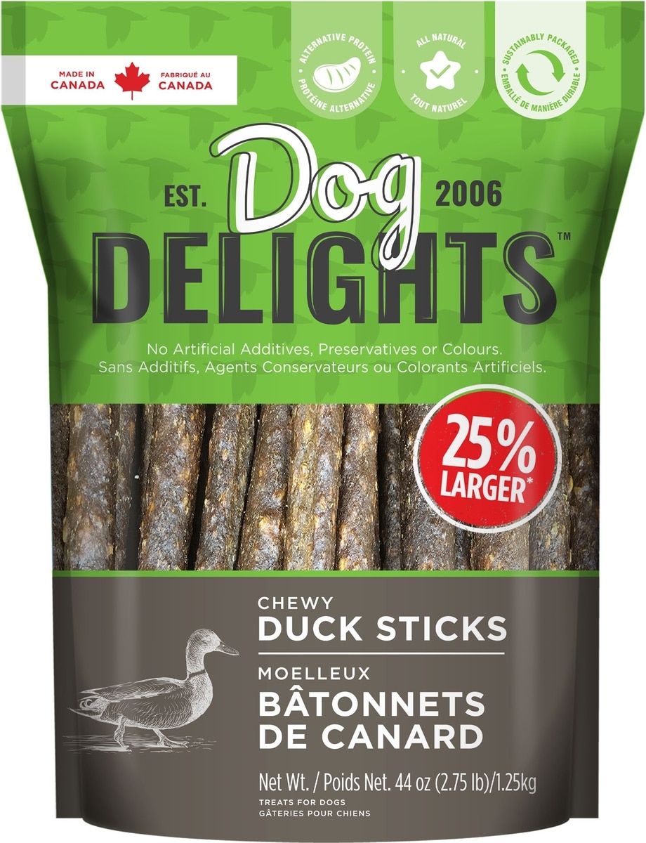 DOG DELIGHTS Chewy Duck Sticks High-Protein Dog Treats, 44-oz bag ...