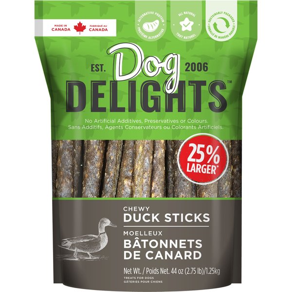 DOG DELIGHTS Chewy Duck Sticks High-Protein Dog Treats, 44-oz bag ...