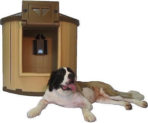 DOG PALACE CRB Insulated Heated Dog House, Brown/Tan - Chewy.com