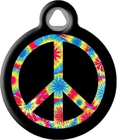 DOG TAG ART Tie Dye Peace Symbol Personalized Dog & Cat ID Tag, Large ...