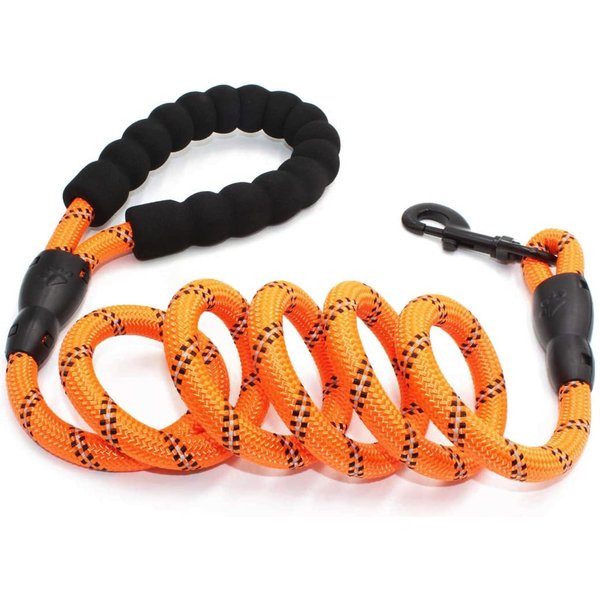 DOGGY TALES Braided Rope Nylon Reflective Dog Leash, 5-ft long, 3/8-in ...