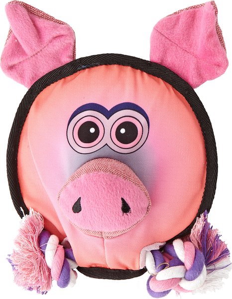 DOGLINE Squeak & Rope Round Pig Squeaky Dog Toy, 8-in - Chewy.com