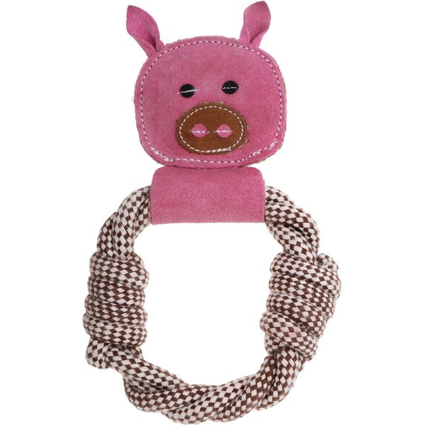 Out of Stock - DOOG Country Tails Pig Head Rope Ring Dog Chew Toy, Pink ...