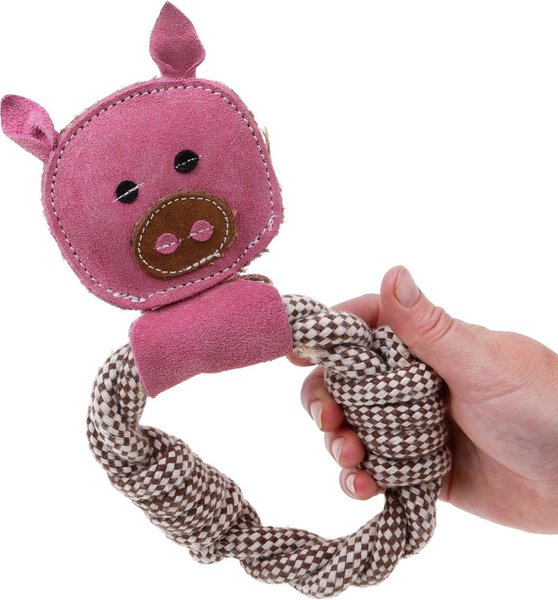 Out of Stock - DOOG Country Tails Pig Head Rope Ring Dog Chew Toy, Pink ...