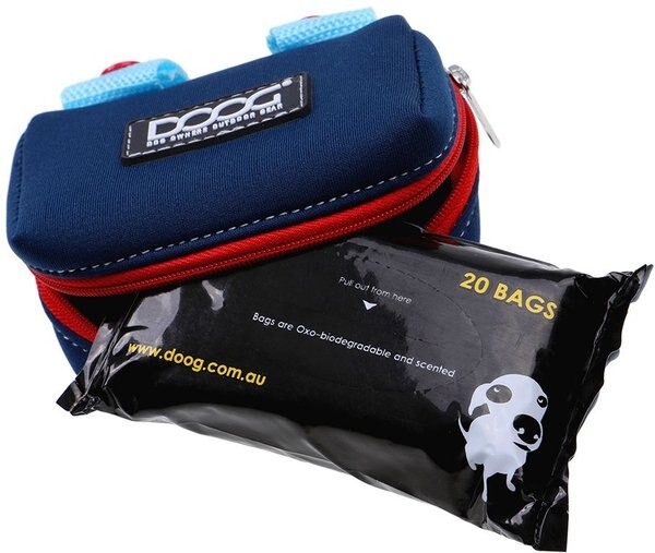 DOOG Walkie Dog Pouch Dog Poop Bag Dispenser, Navy/Red - Chewy.com
