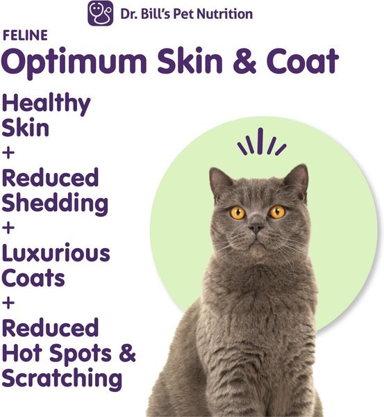 DR. BILL'S PET NUTRITION Feline Optimum Skin & Coat Cat Supplement, 180 ...