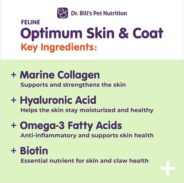 DR. BILL'S PET NUTRITION Feline Optimum Skin & Coat Cat Supplement, 180 ...